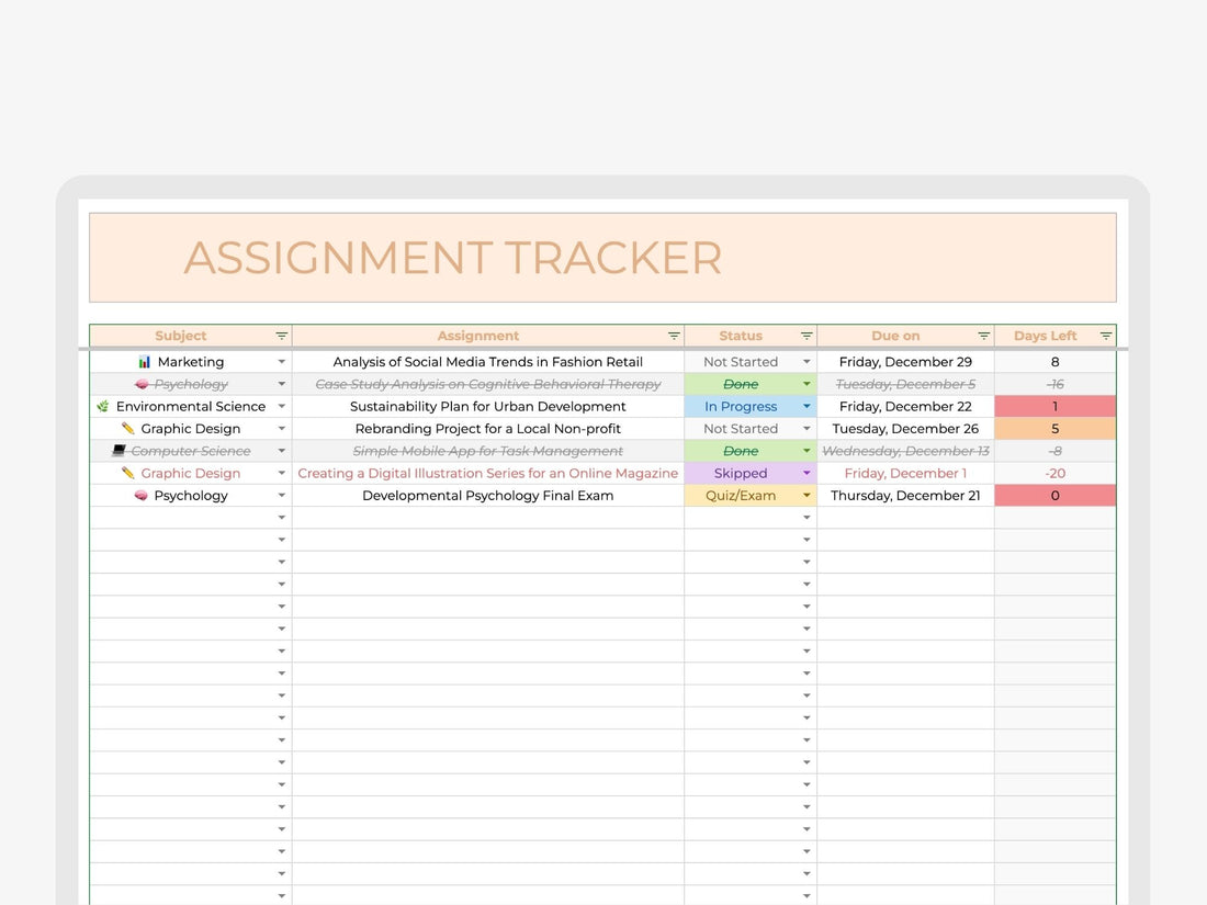 Assignment Tracker – youplanners